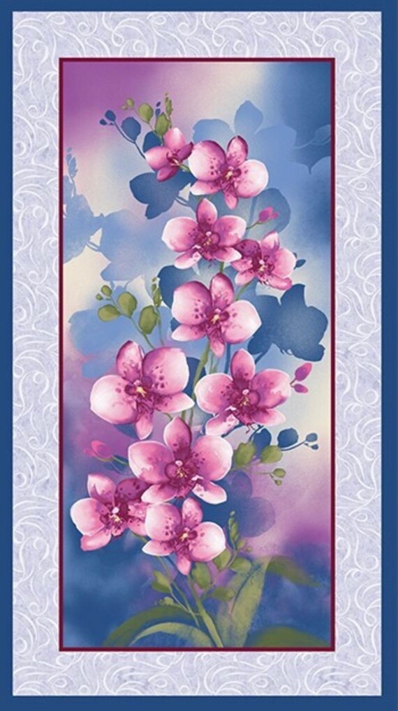 Orchid Shadows Panel Blue Floral by Benartex Beautiful - Etsy