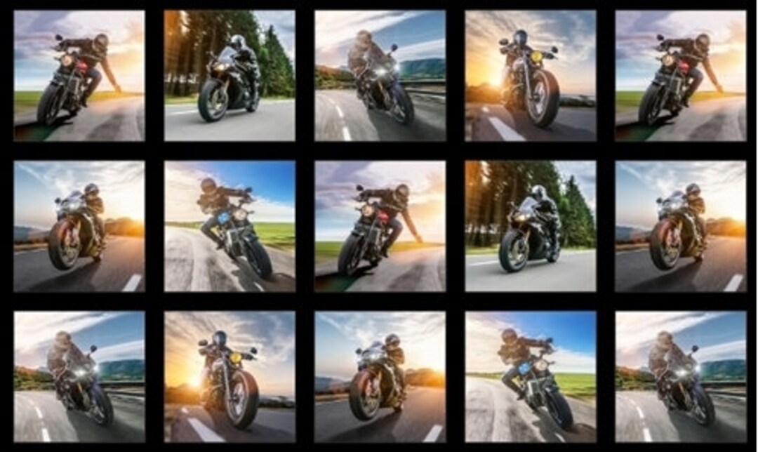 Bikers Dream Ride Motorcycle Blocks Panel - Exciting - Etsy