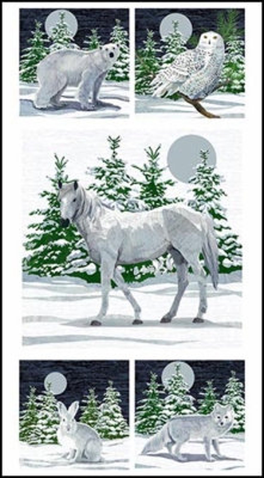 Winter Moon With Animals Scene -panel - Beautiful Scene - Etsy