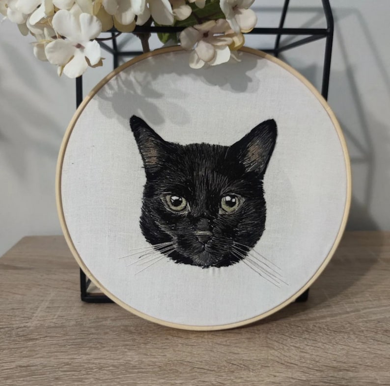 Cat Portrait Memorial Hand Embroidered Portait of Your Pet! Cat ...