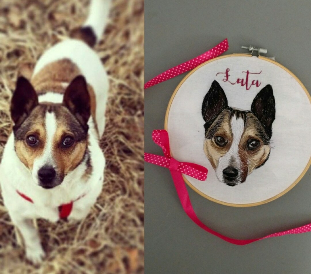Custom Dog Portrait Dog Portrait Memorial Pet Portrait Embroidered Pet ...