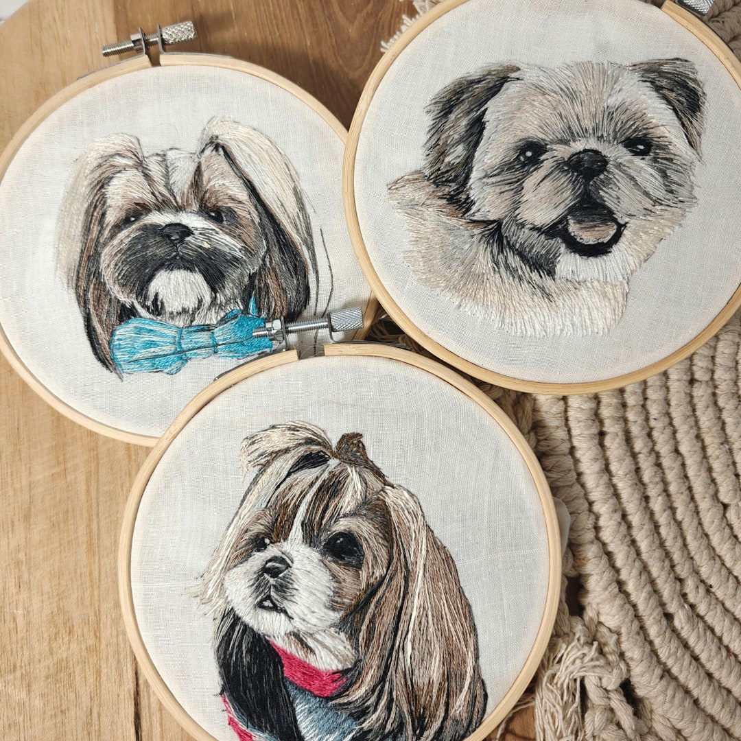 Custom Dog Portrait Dog Portrait Memorial Pet Portrait Embroidered Pet ...