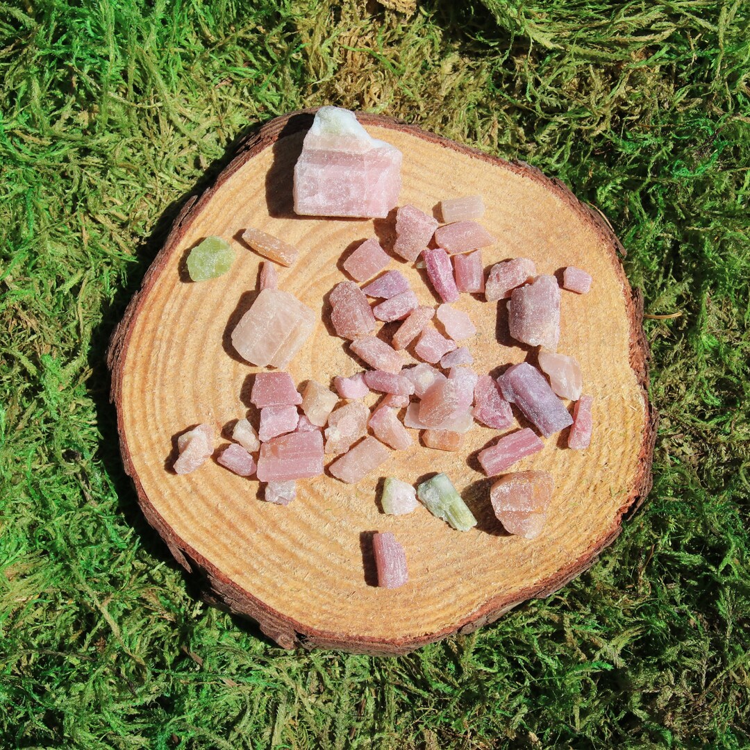 Pink and Green Tourmaline Raw Pieces Opaque - Etsy