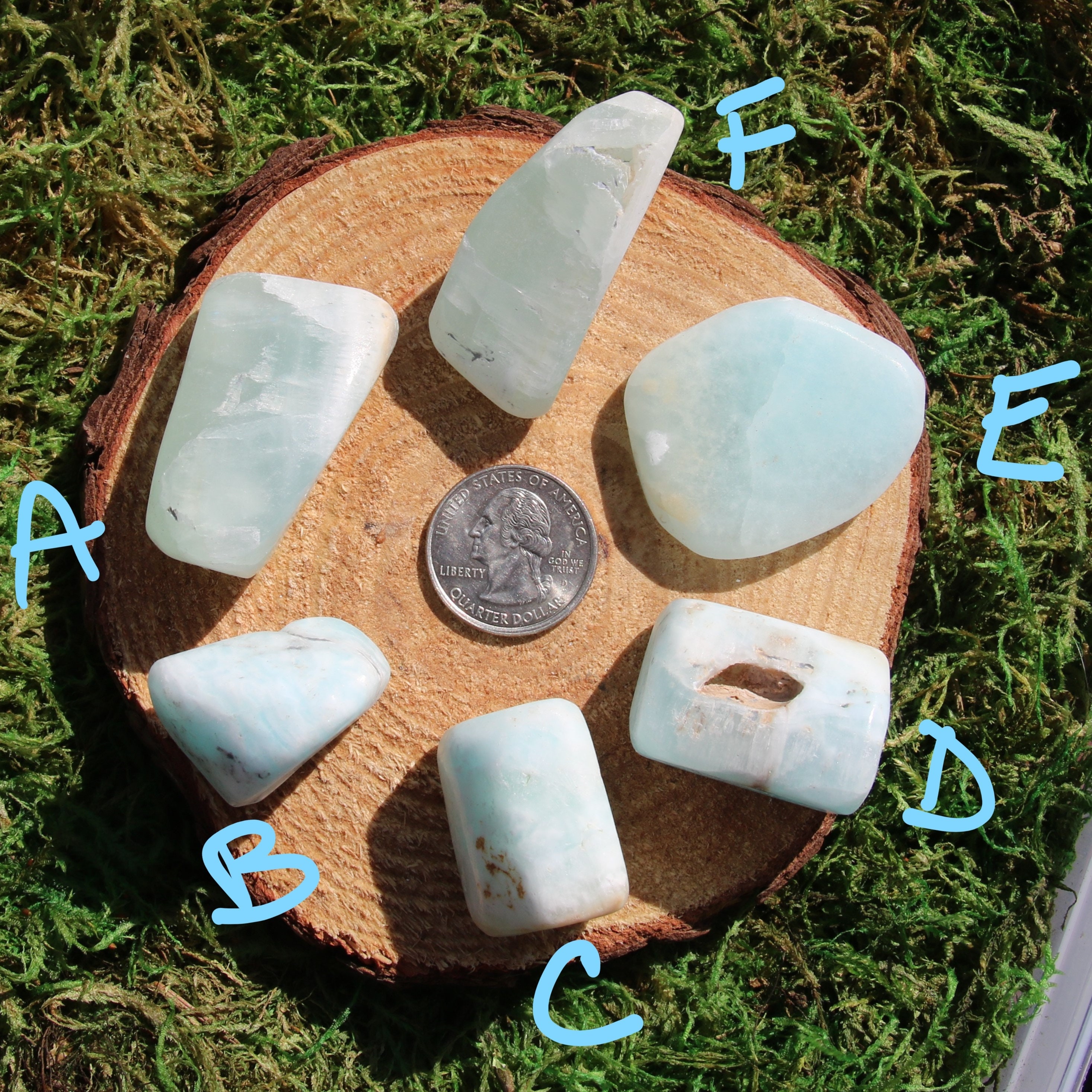 Caribbean Teal Calcite Tumbled Stones A-K - Etsy