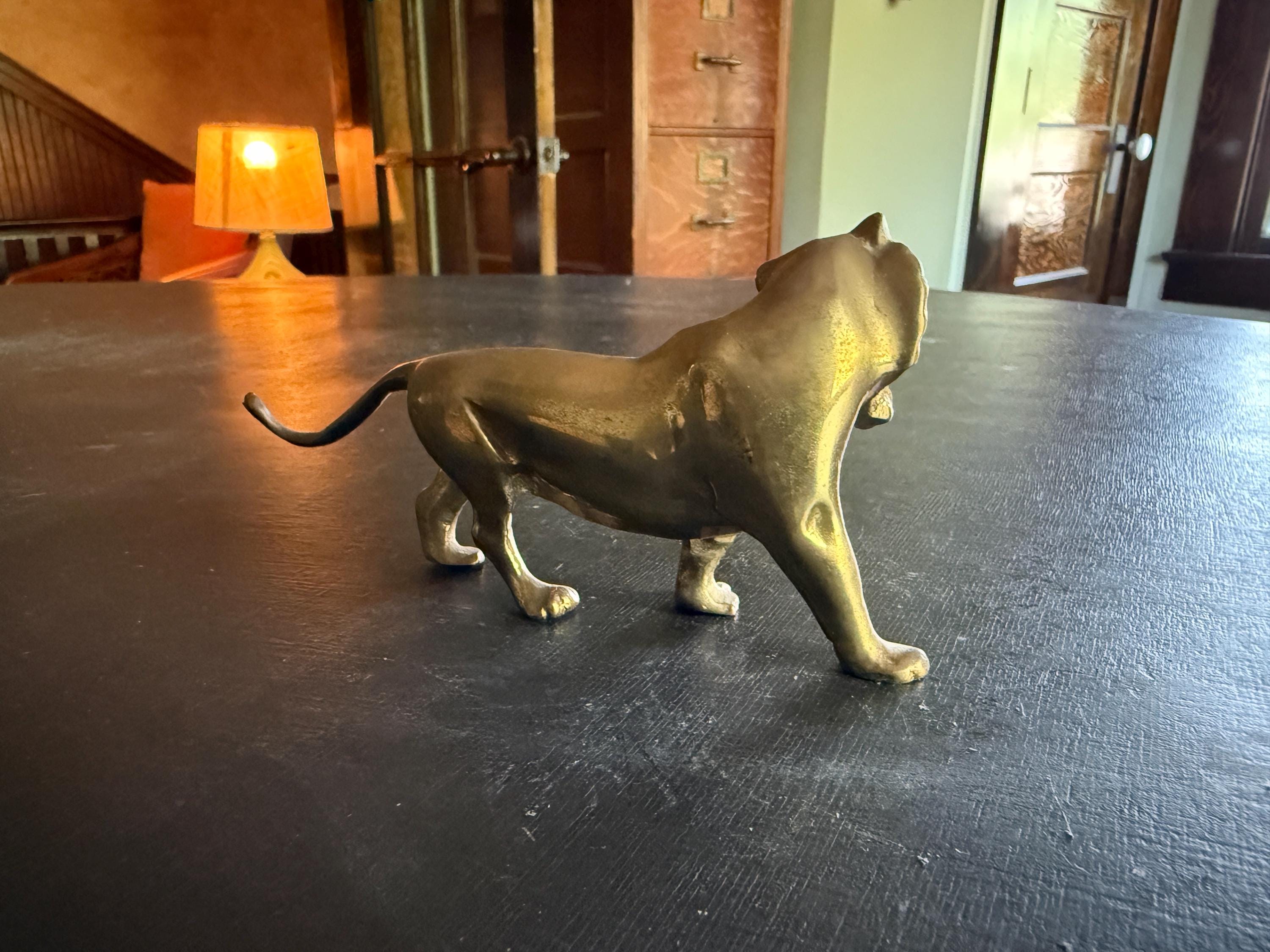 Vintage Brass Lioness Figurine - Etsy