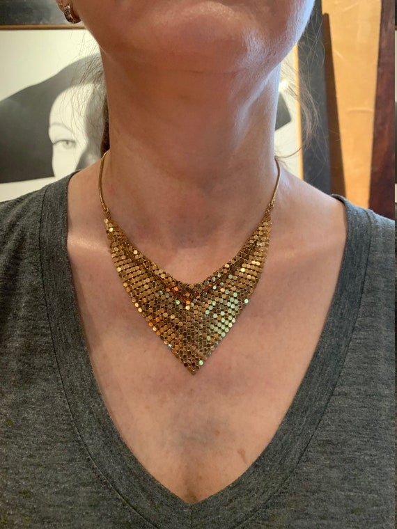 Vintage Gold-toned Chainmail Necklace - Gem