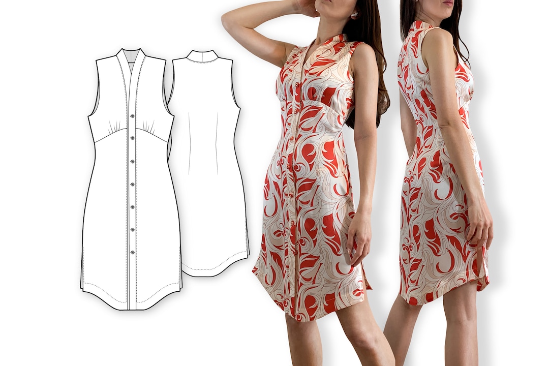 Sewing Pattern | Button-down Dress Amelie | E-book | Size XXS-XL | Pdf ...