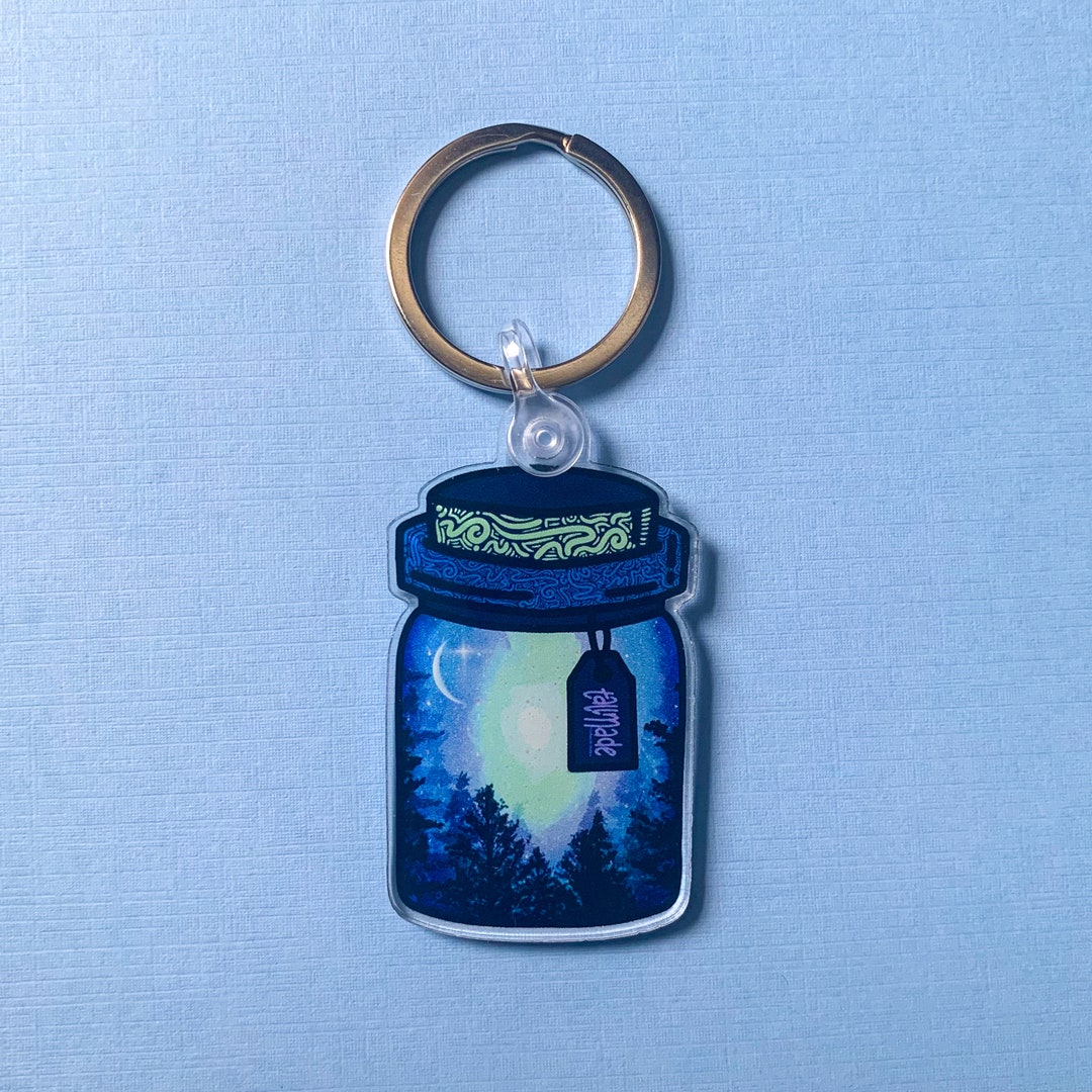 Acrylic Mason Jar Keychain Mason Jar Keychain Forest - Etsy