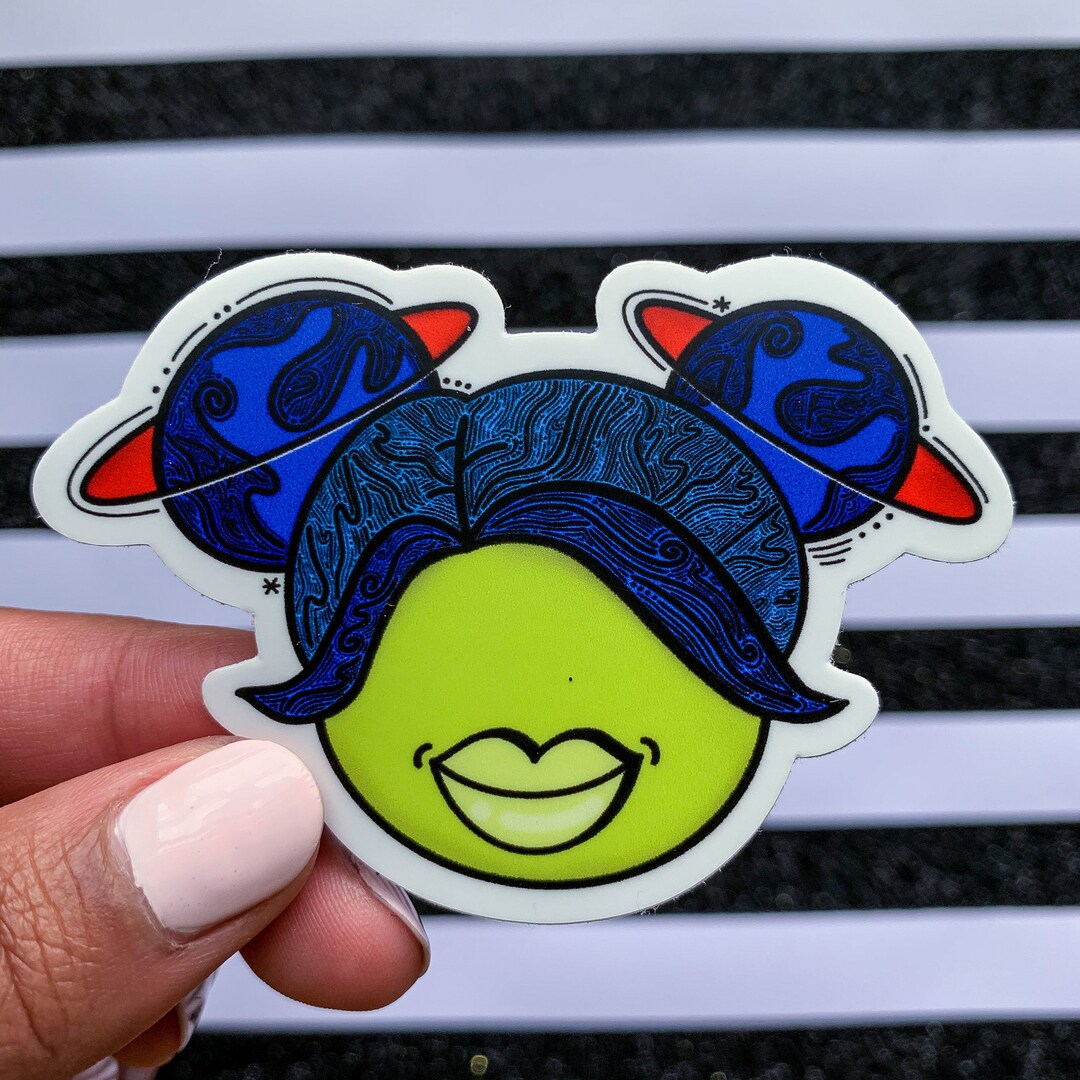 Cute Space Girl With Space Buns Vinyl Sticker | Space Girl Sticker ...