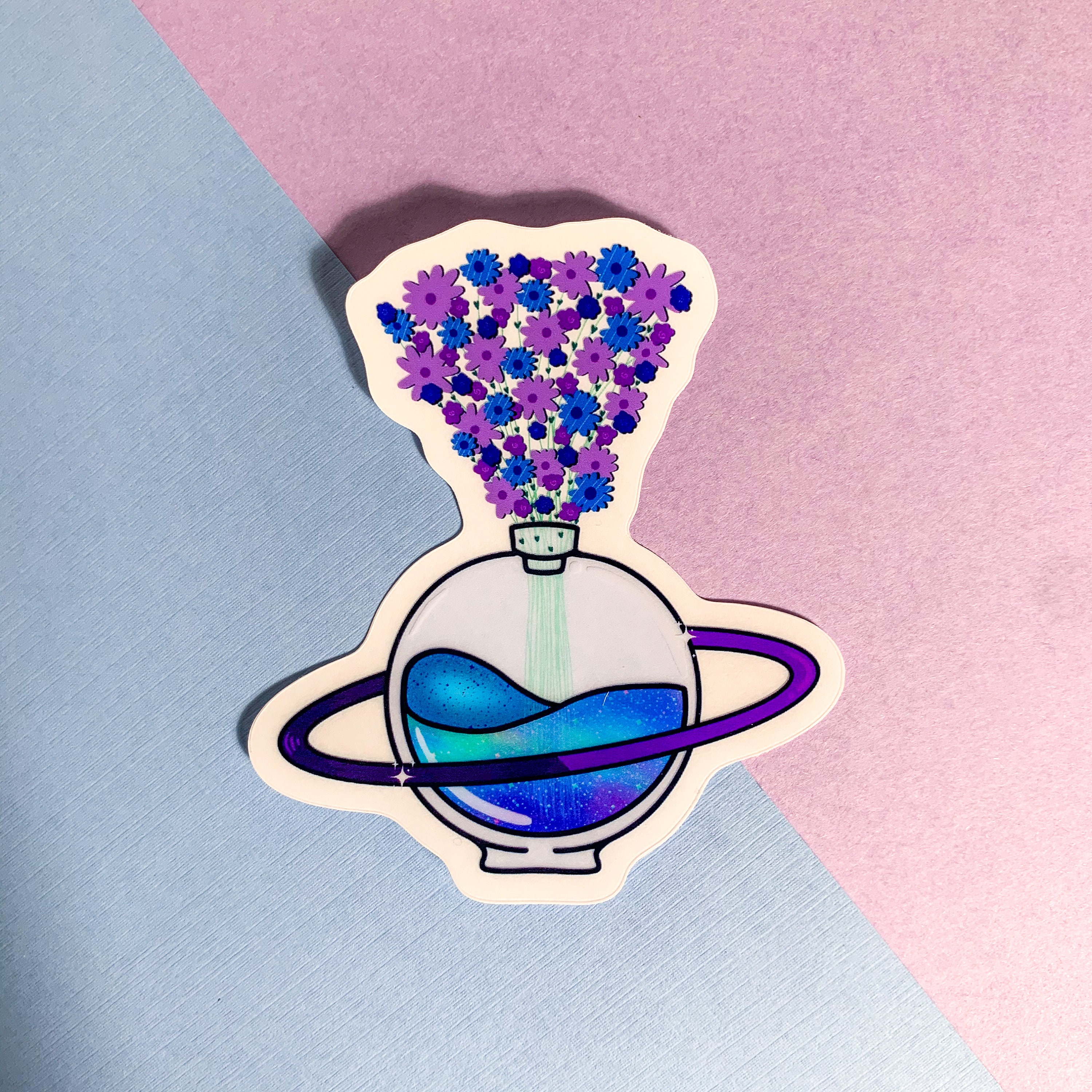Clear Space-themed Flowers Vinyl Sticker Space-themed - Etsy