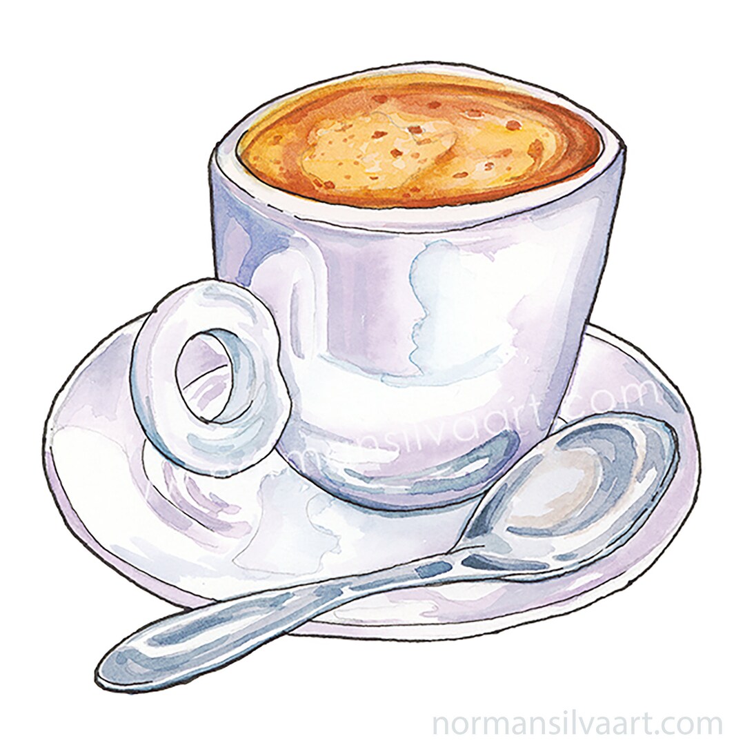 Cafecito Cuban Coffee Espresso Food Watercolor Painting - Etsy
