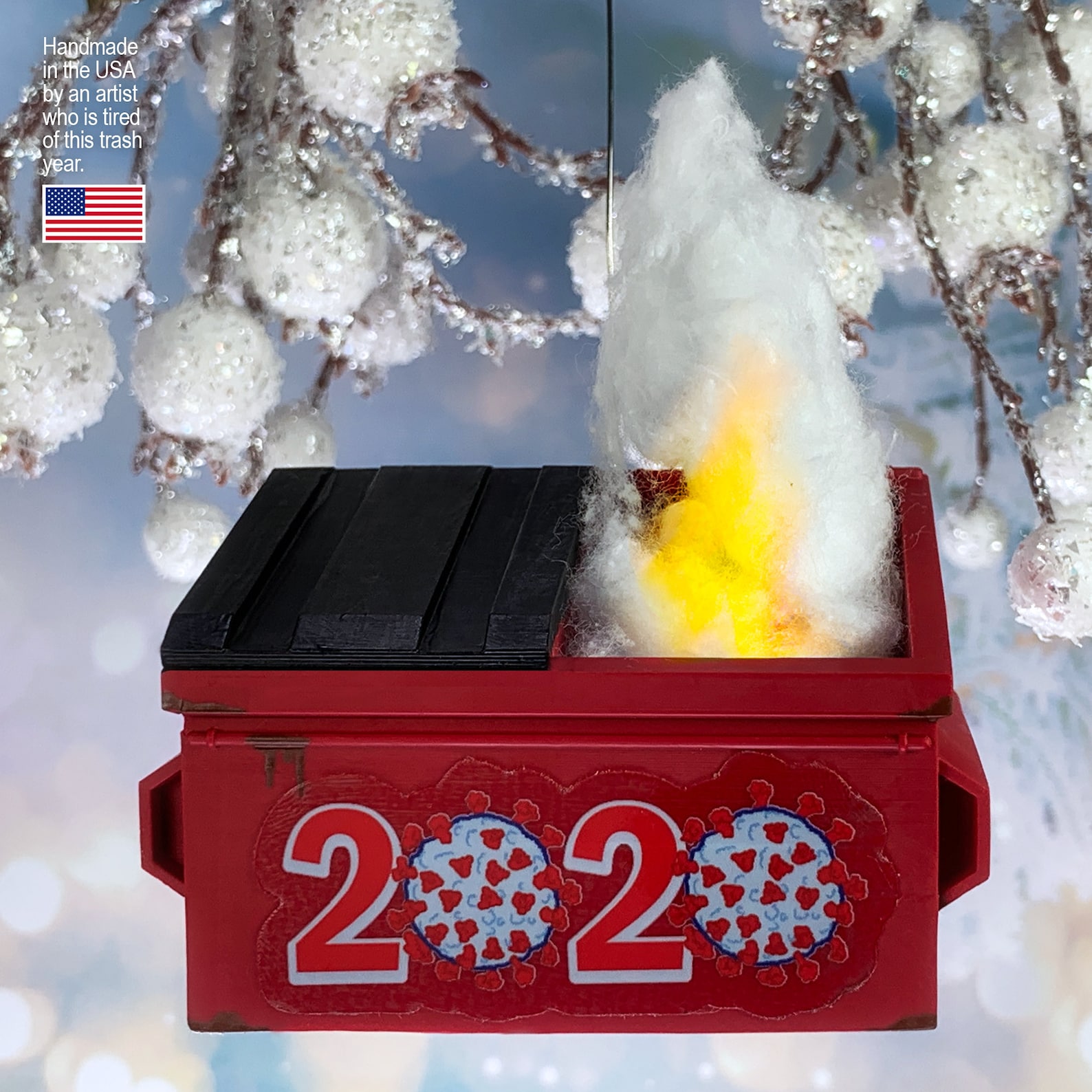 Dumpster Fire 2020 Christmas Ornament With Flickering LED Fire Light ...