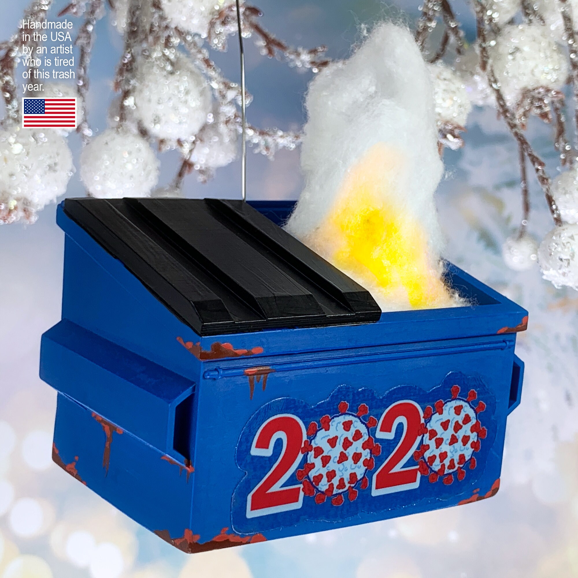 Dumpster Fire 2020 Christmas Ornament With Flickering LED Fire Light ...