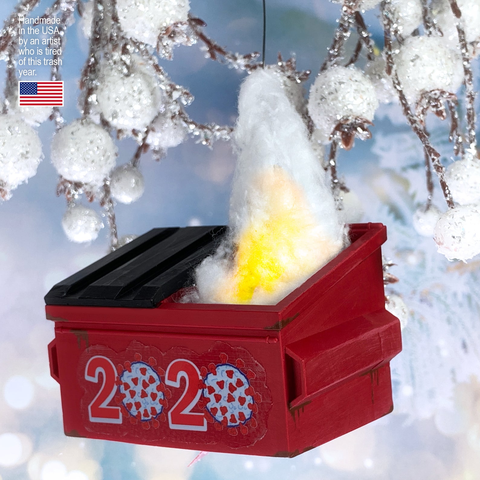 Dumpster Fire 2020 Christmas Ornament With Flickering LED Fire Light ...