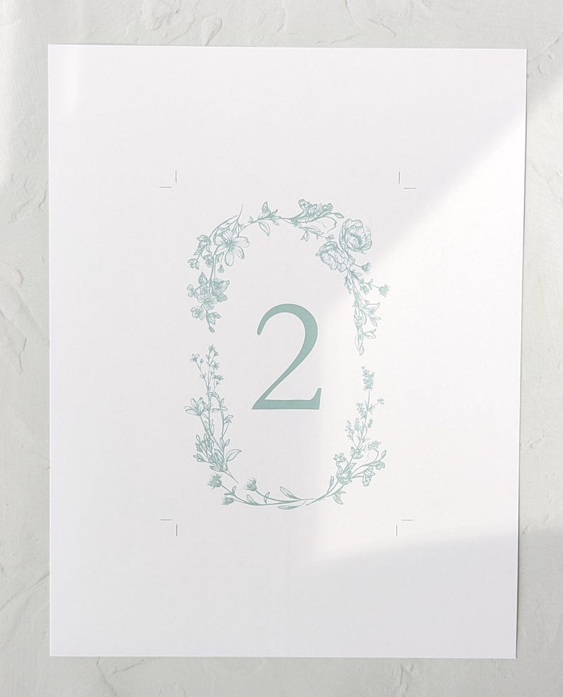 Print-at-home Table Numbers - Floral Design - French Blue - Classic ...