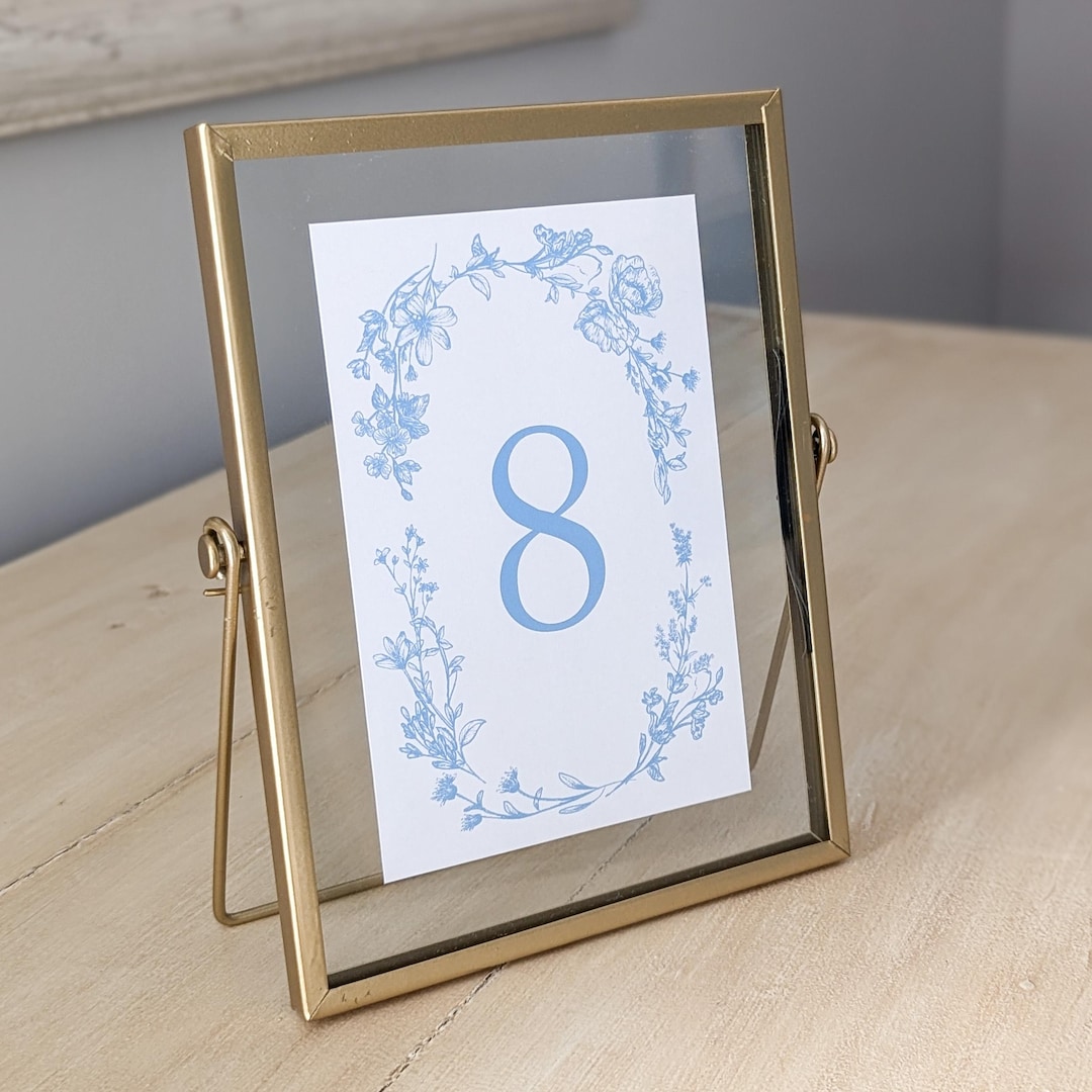 Print-at-home Table Numbers - Floral Design - French Blue - Classic ...