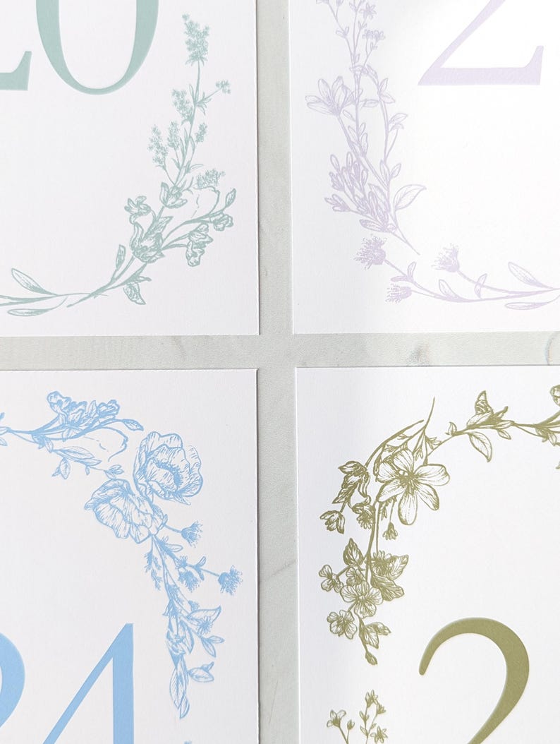 Print-at-home Table Numbers - Floral Design - French Blue - Classic ...