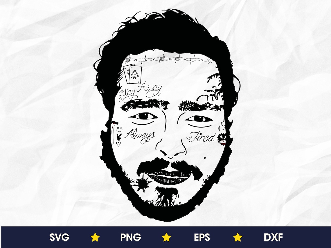 Post malone svg post malone new face tattoo fan art svg Post | Etsy