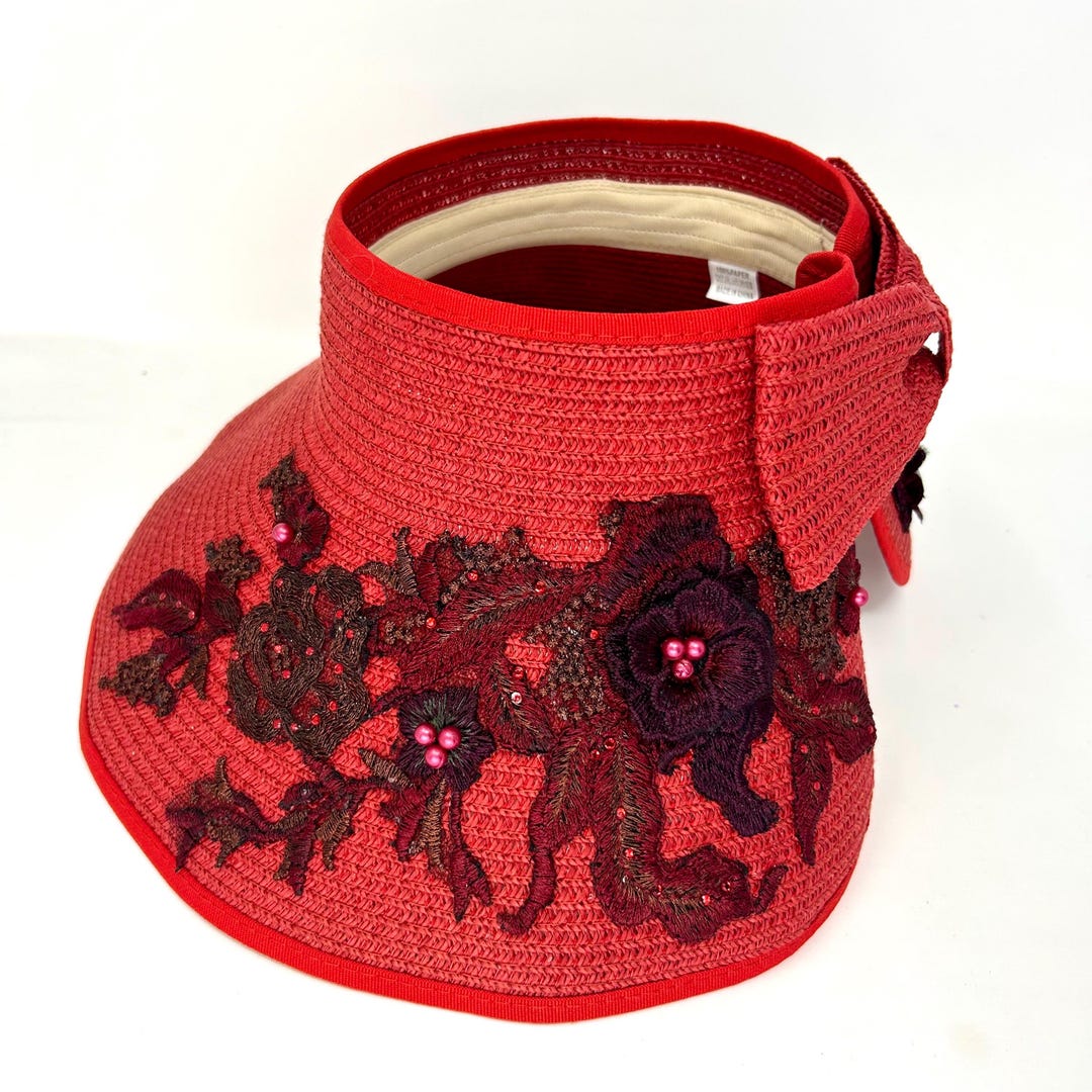 Floral Embroidered Compact Sun Visor - Etsy