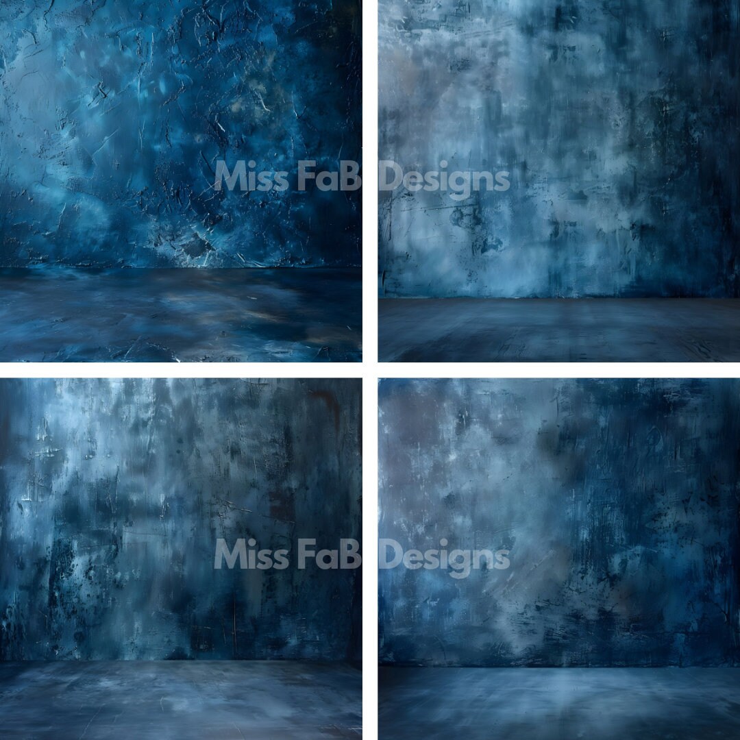 Blue Painted Digital Backdrops, Distressed Blue Textured Background ...
