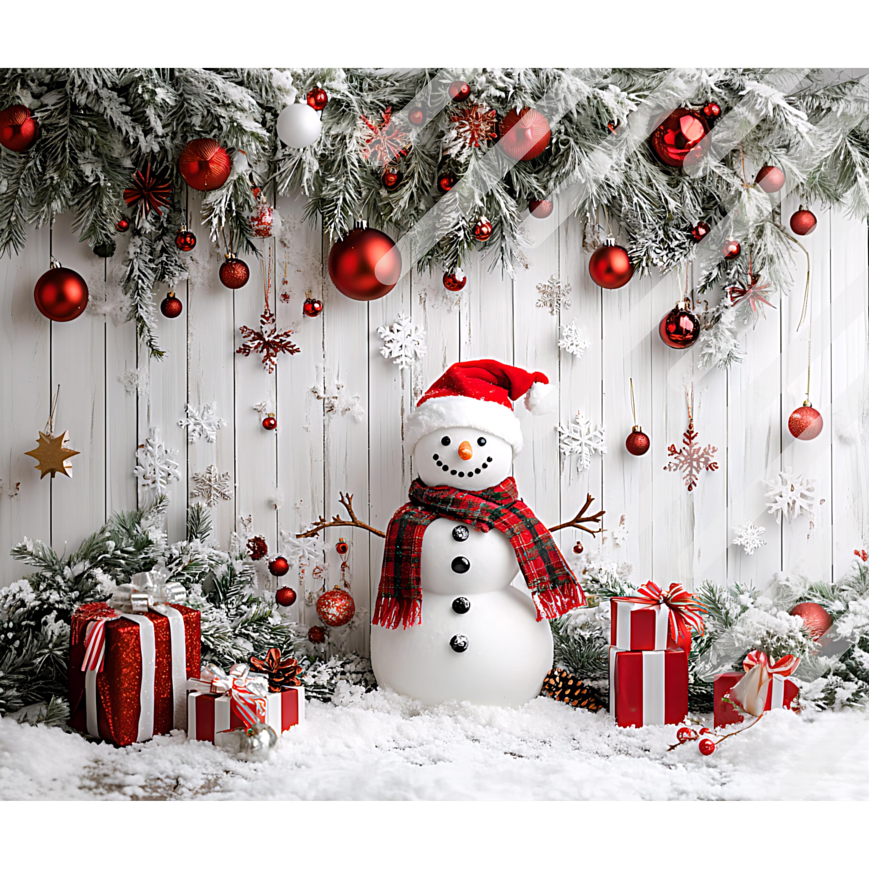 Snowman Digital Backdrop to Print, Christmas Party Backdrop, Winter ...