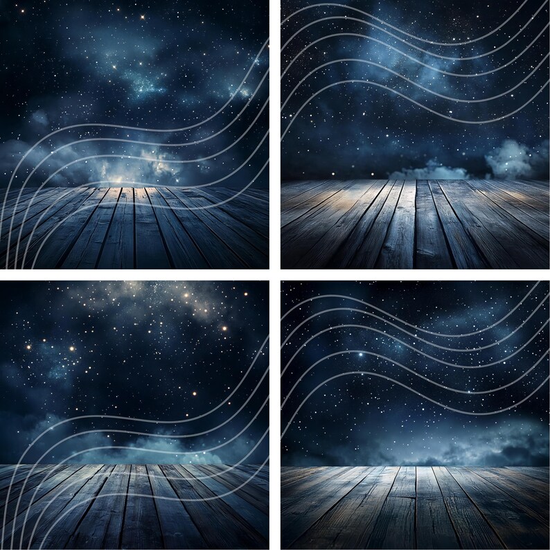 10 Starry Night Studio Digital Backdrops, Midnight Sky Background ...