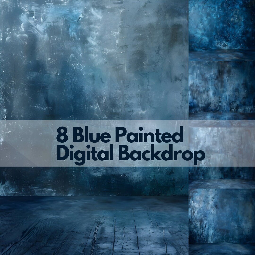 Blue Painted Digital Backdrops Distressed Texture Background Shabby ...