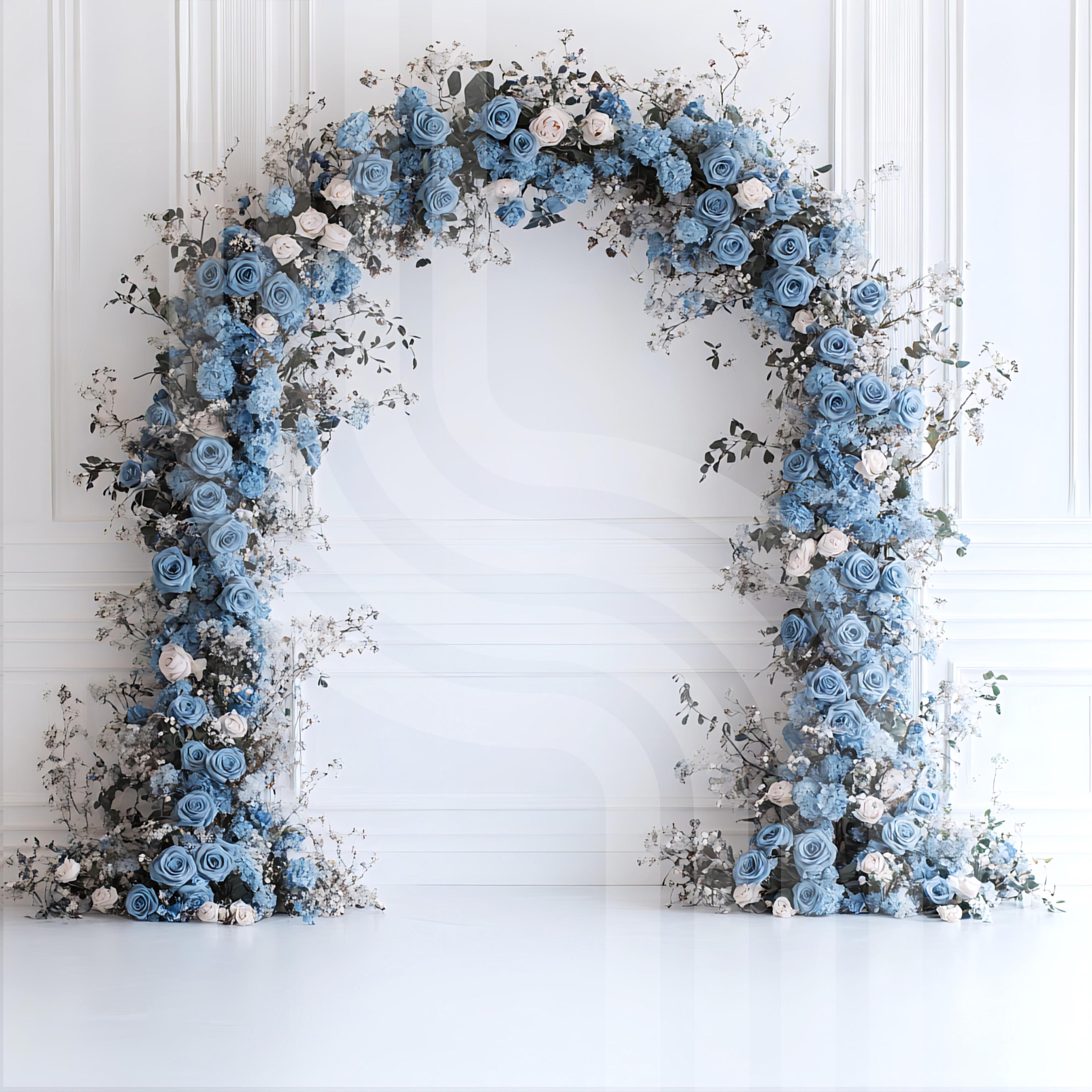 Blue Roses Arch Digital Backdrop, Baby Blue Floral Arch Background ...