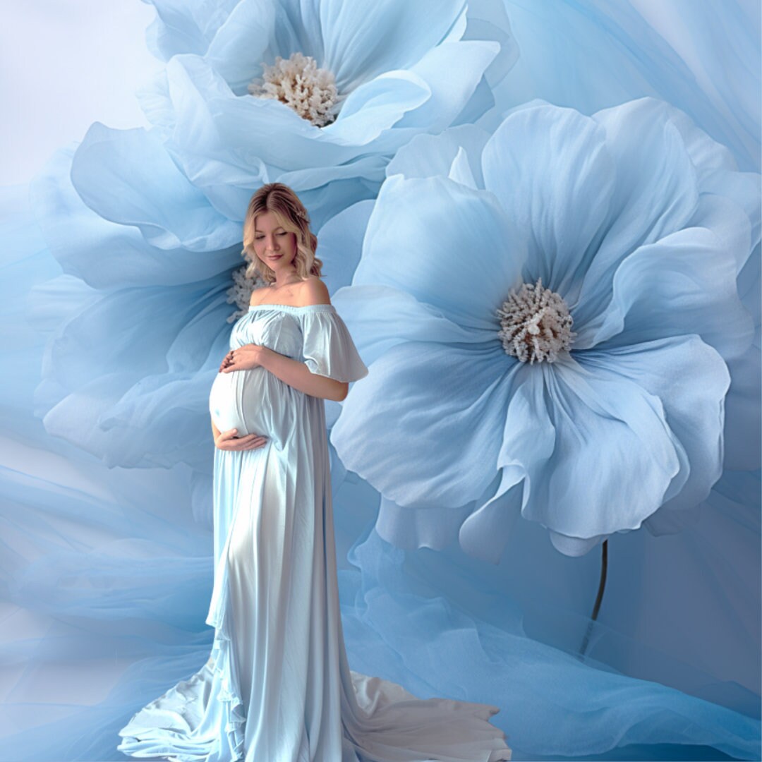 14 Blue Flowers Digital Backdrops Light Blue Maternity Backgrounds Blue ...