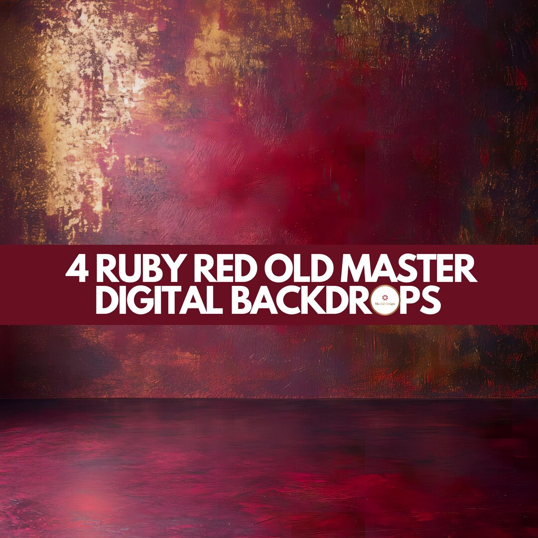 4 Ruby Red Old Master Backdrops Red Background Luxurious Gold Foil ...