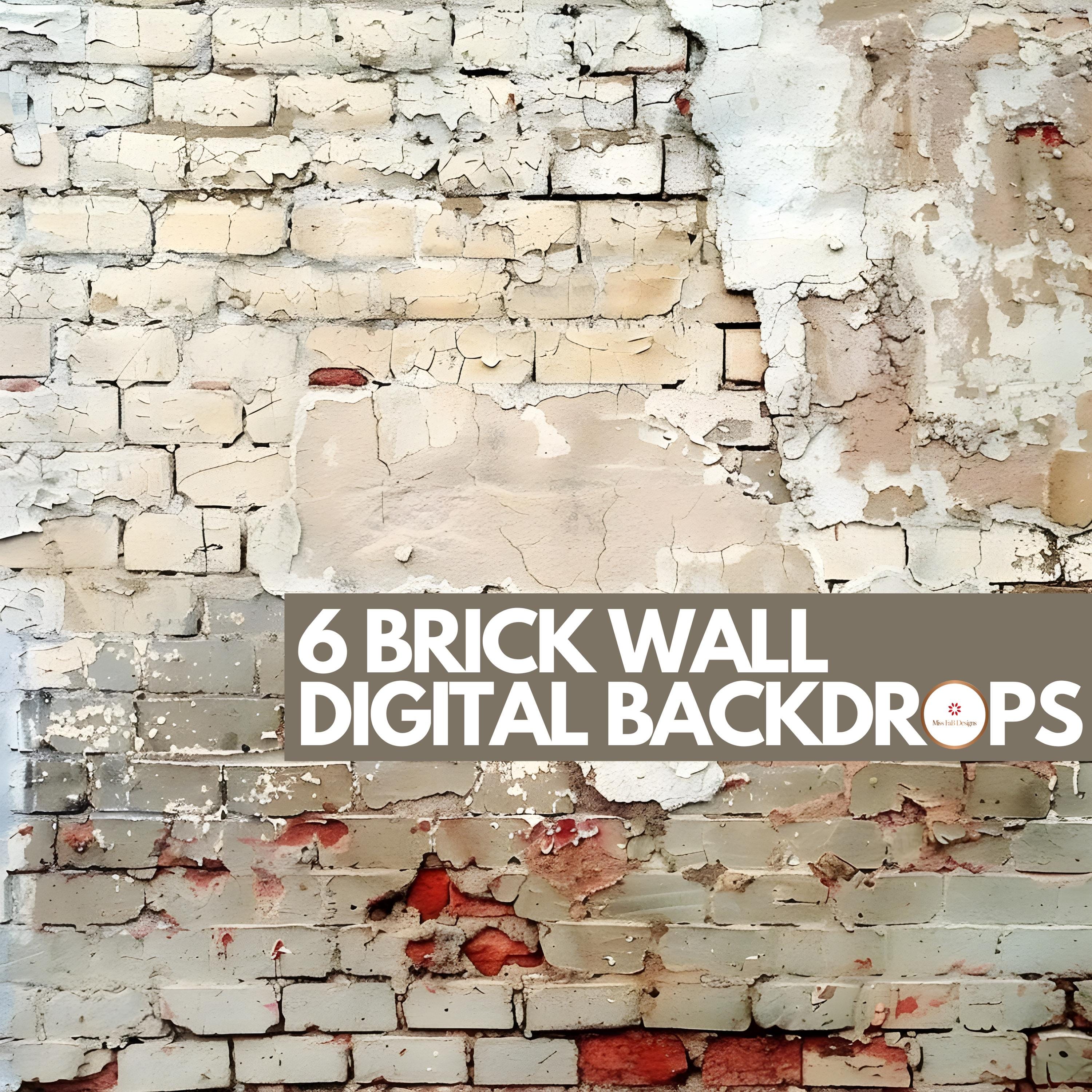 6 White Brick Wall Digital Backdrops | Grunge Background Wall ...
