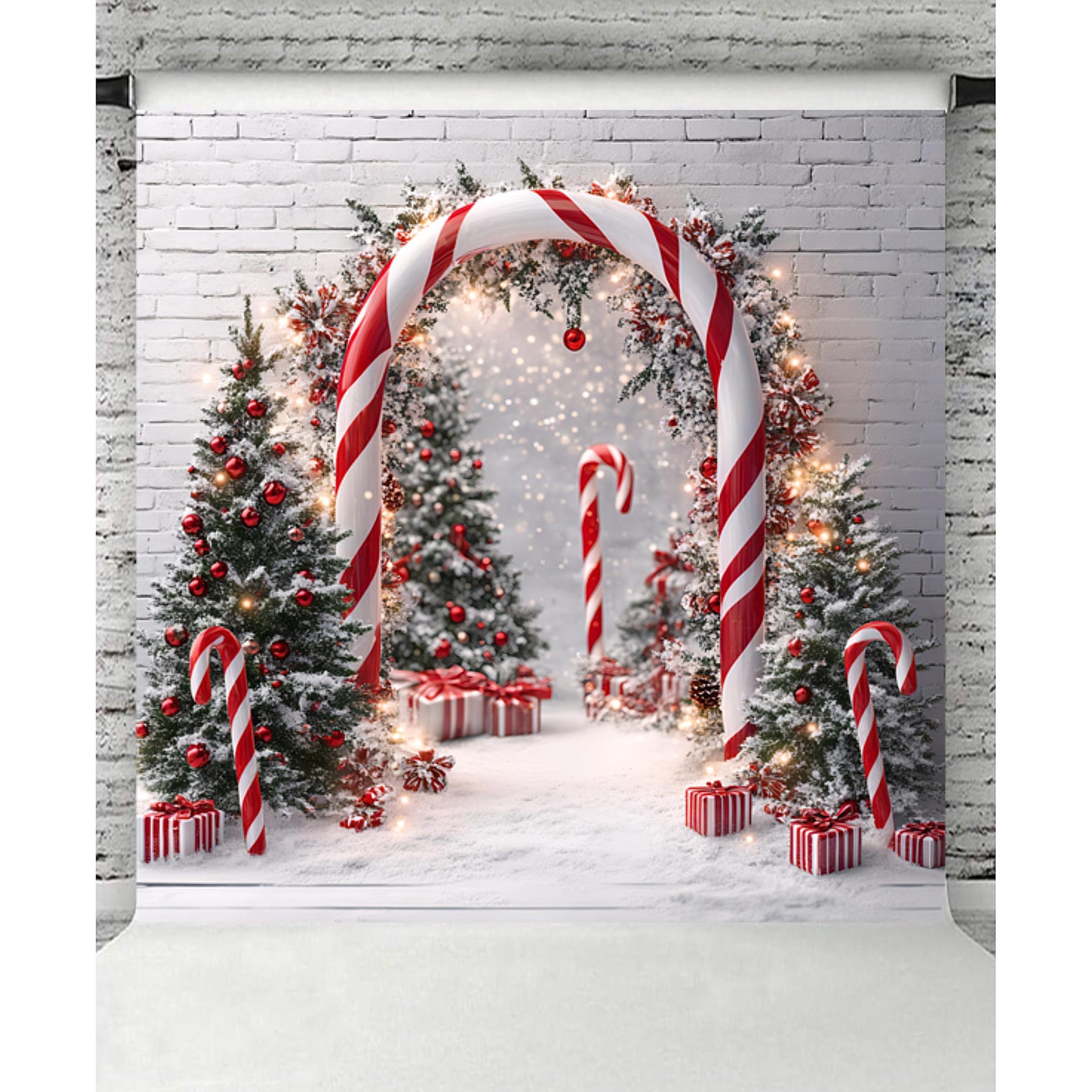 Christmas Digital Backdrop to Print, Candy Cane Arch Background ...