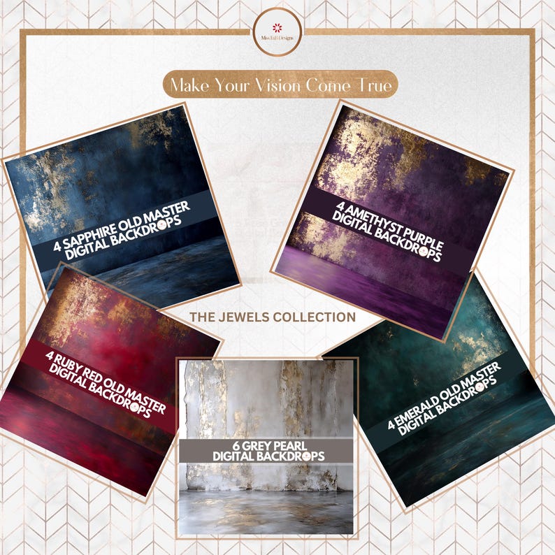 4 Ruby Red Old Master Backdrops | Red Background | Luxurious Gold Foil ...