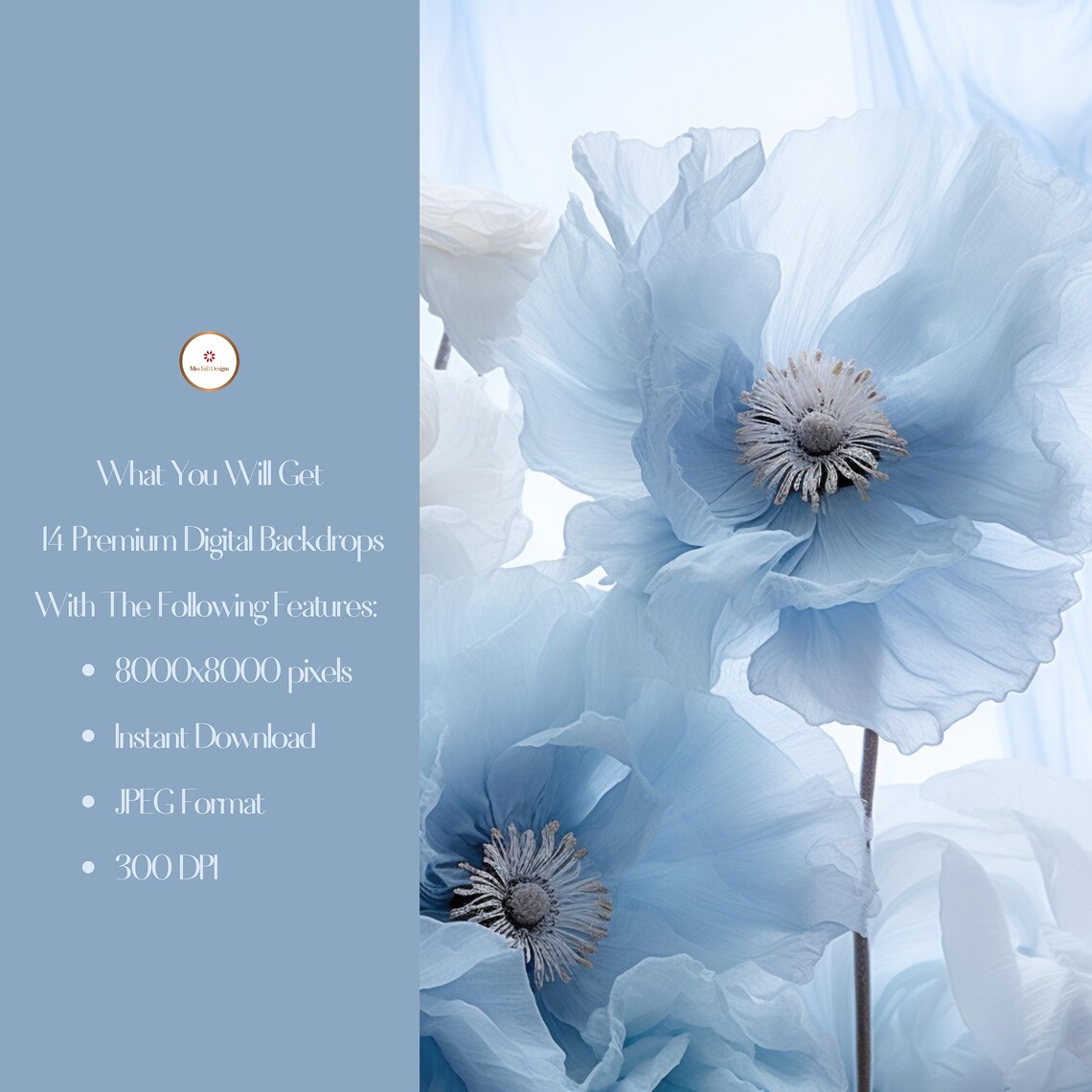 Blue Flower Digital Backdrops: Maternity Photoshoot Backgrounds ...