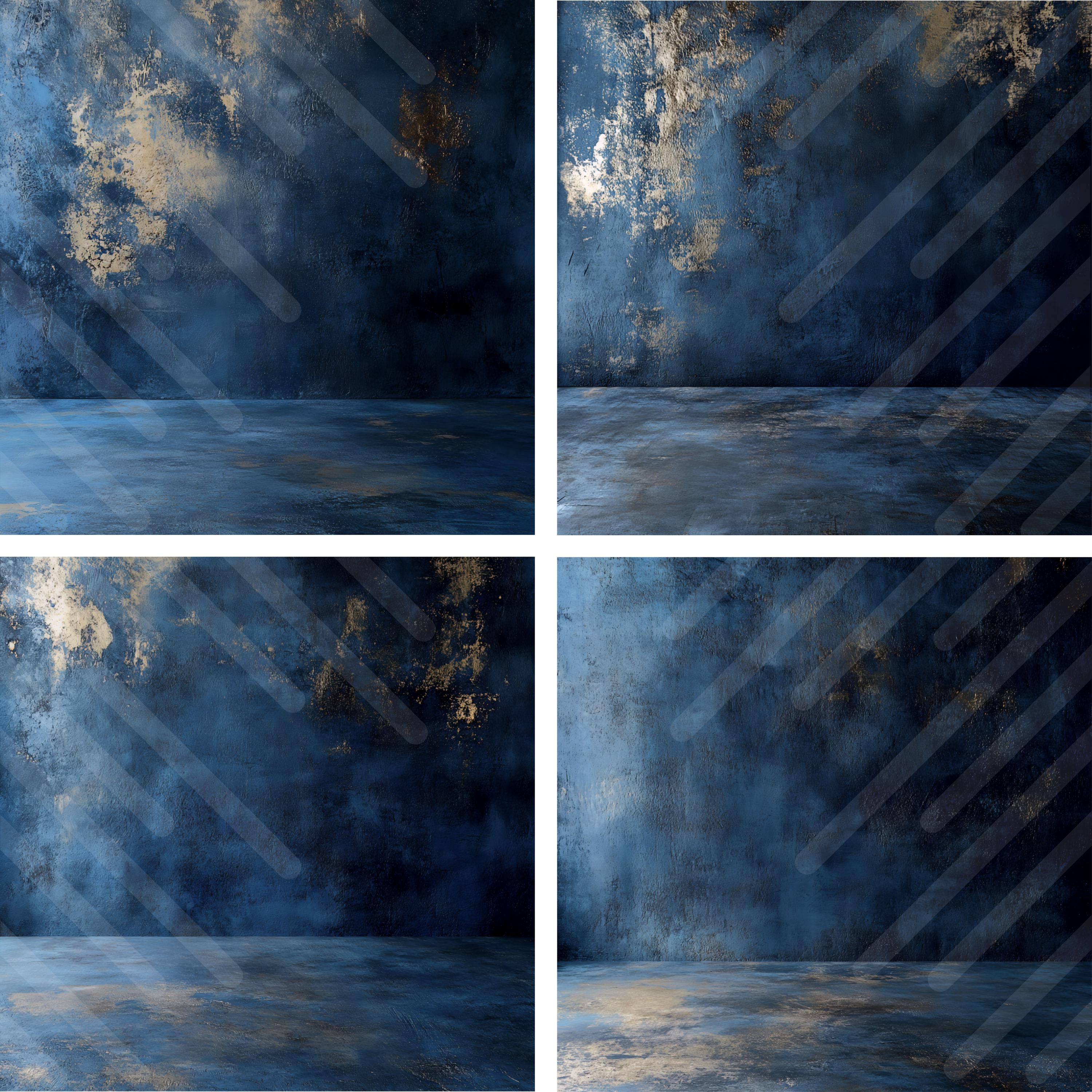 4 Sapphire Digital Backdrops | Textured Blue Backdrop | Gold Foil ...