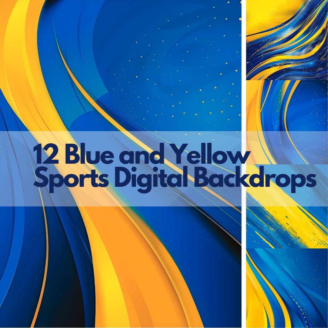 12 Blue & Yellow Sports Digital Backdrops Football Team Portrait ...