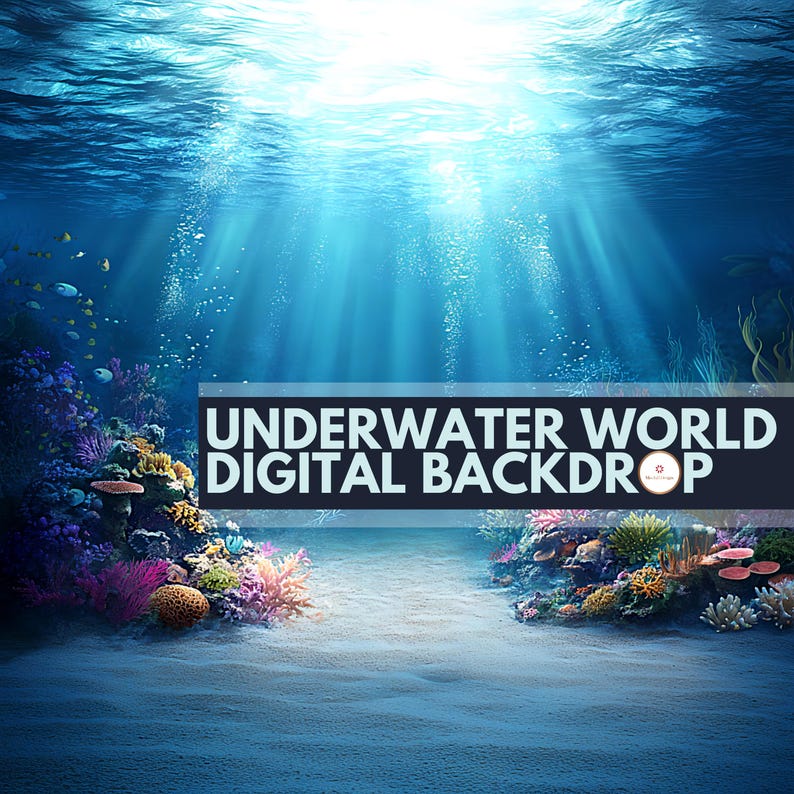 Underwater Digital Backdrop, Underwater World Background, Ocean Water ...