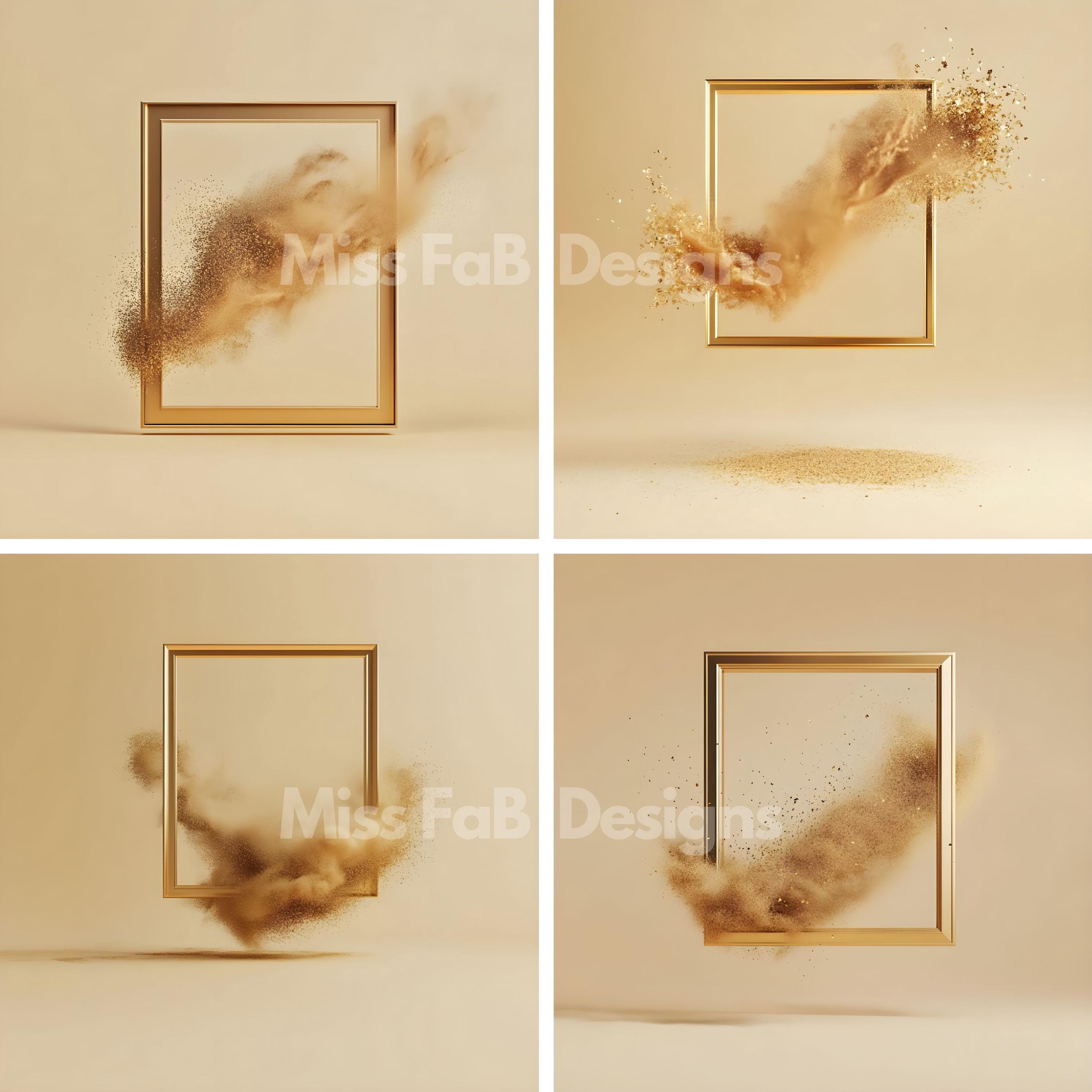 12 Gold Frame Digital Backdrops | Modern Golden Background | Classy ...