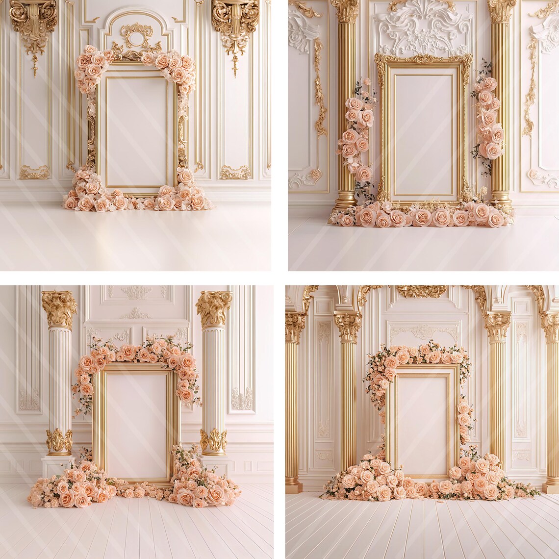 8 Palace Romance Digital Backdrops, Luxurious Palace Room Background ...