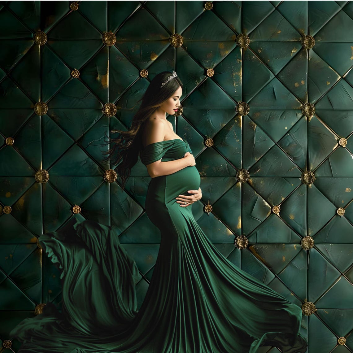 7 Emerald Opulence Digital Backdrops | Green Palace Wall Backgrounds ...