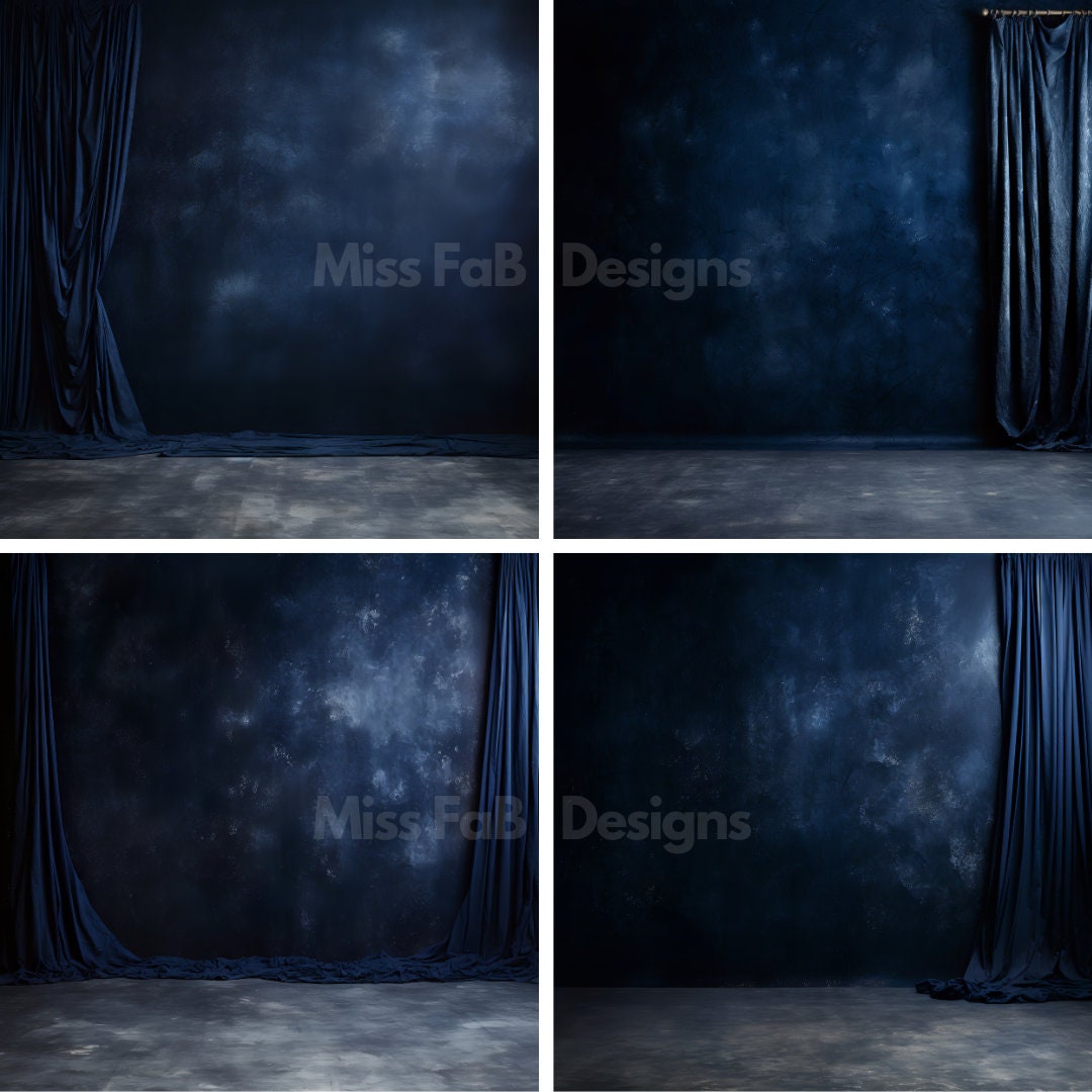 8 Navy Textured Digital Backdrops | Dark Blue Sweep Studio Background ...