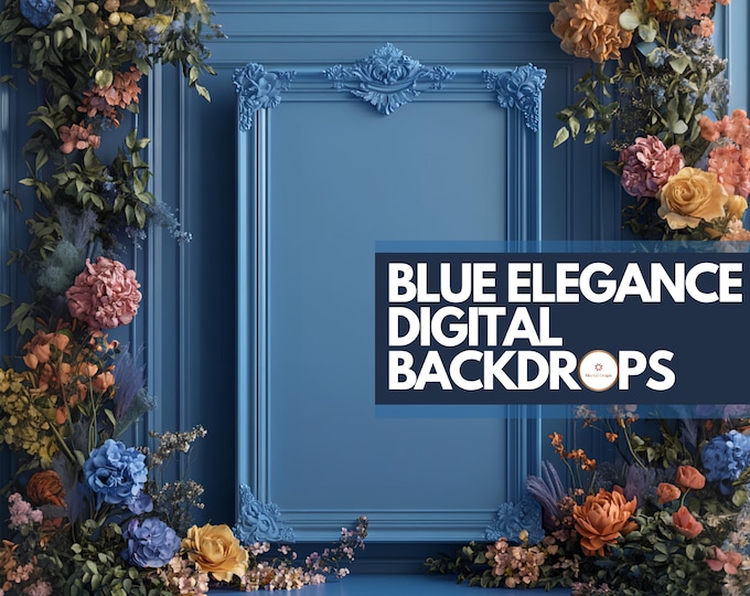 Blue Digital Backdrop Overlay Background Photo Wedding Party Picture Studio Event Back Drop ...