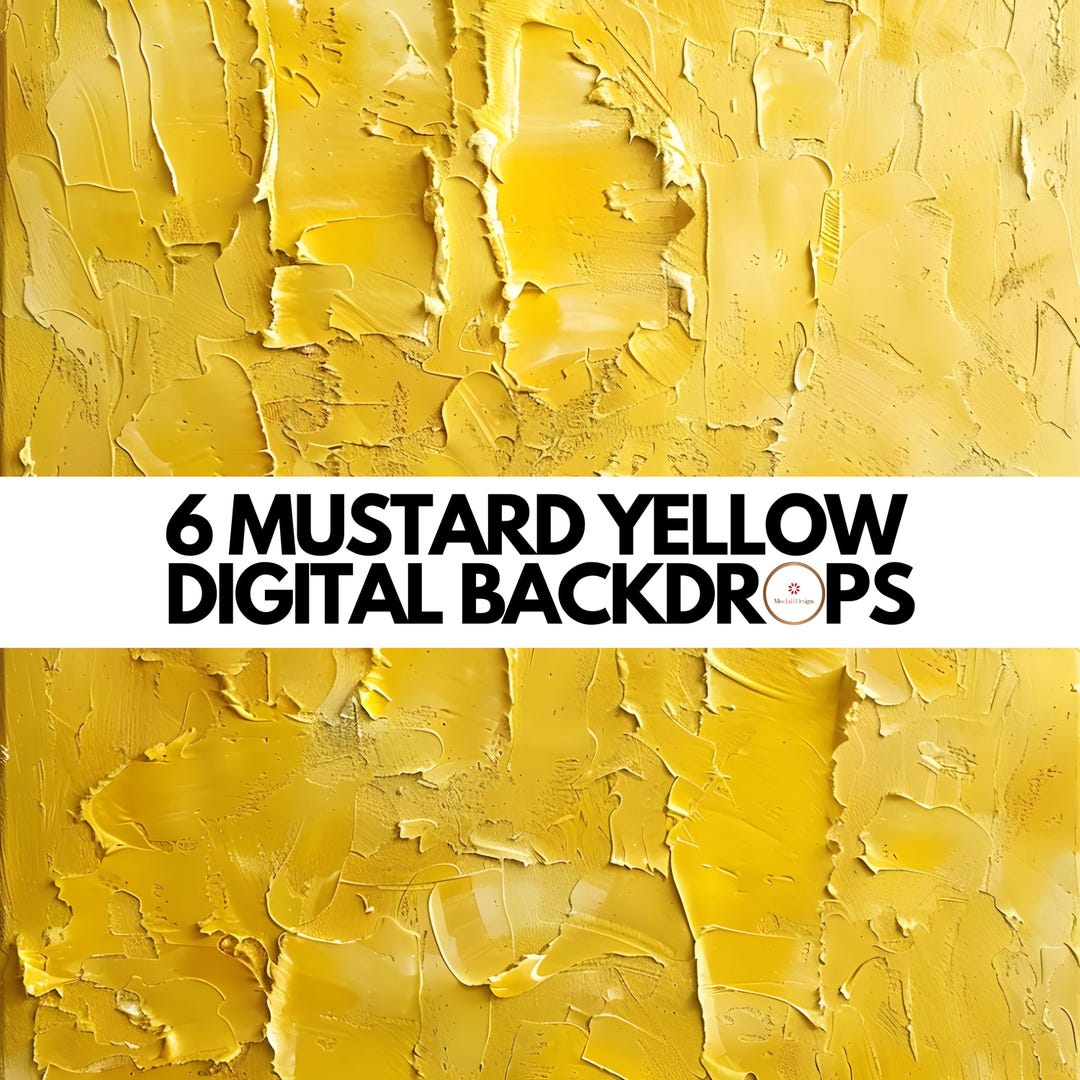 6 Yellow Mustard Digital Backdrops | Yellow Textured Hand Painted ...