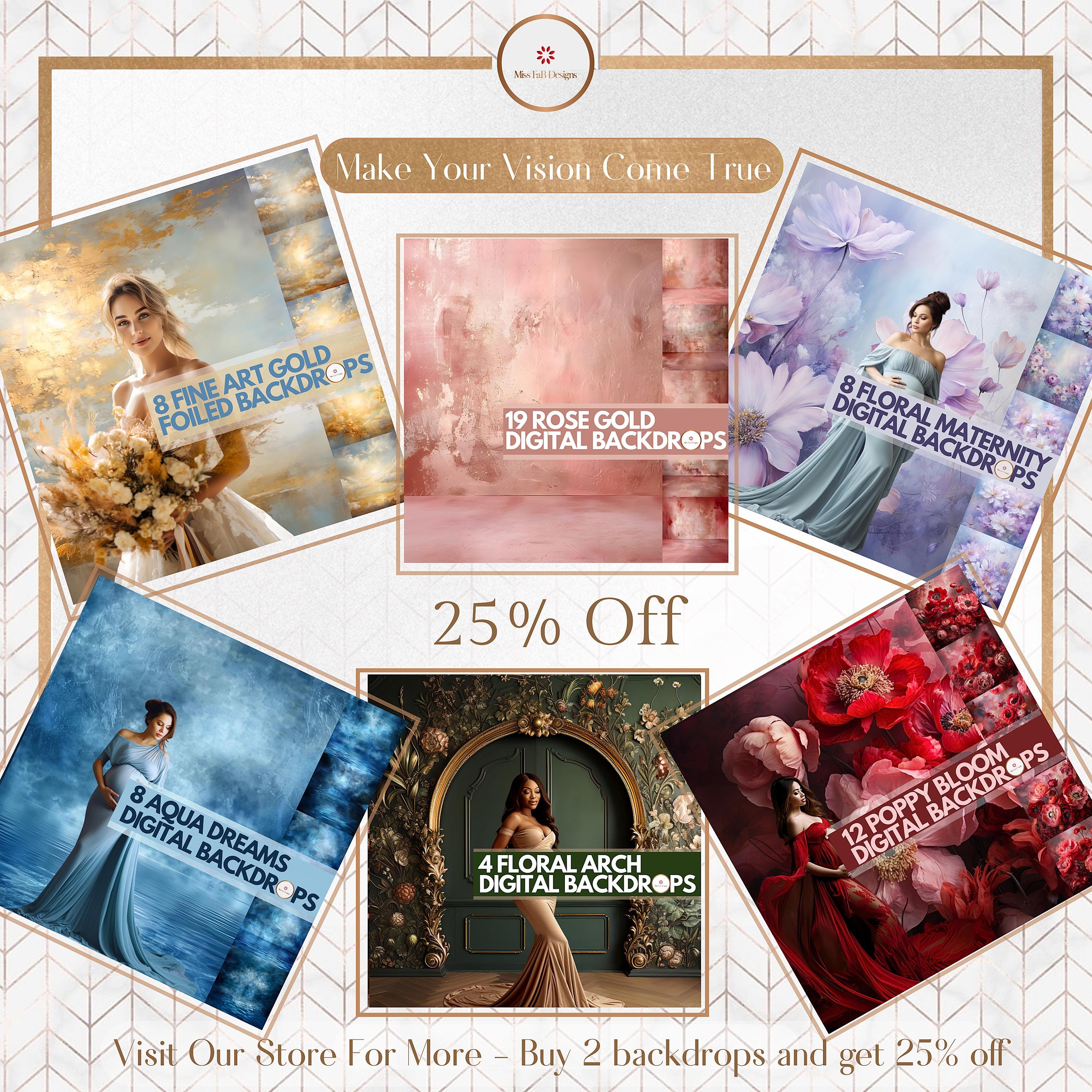 8 Rose Gold Frame Digital Backdrops | Metallic Frame Elegant Background ...