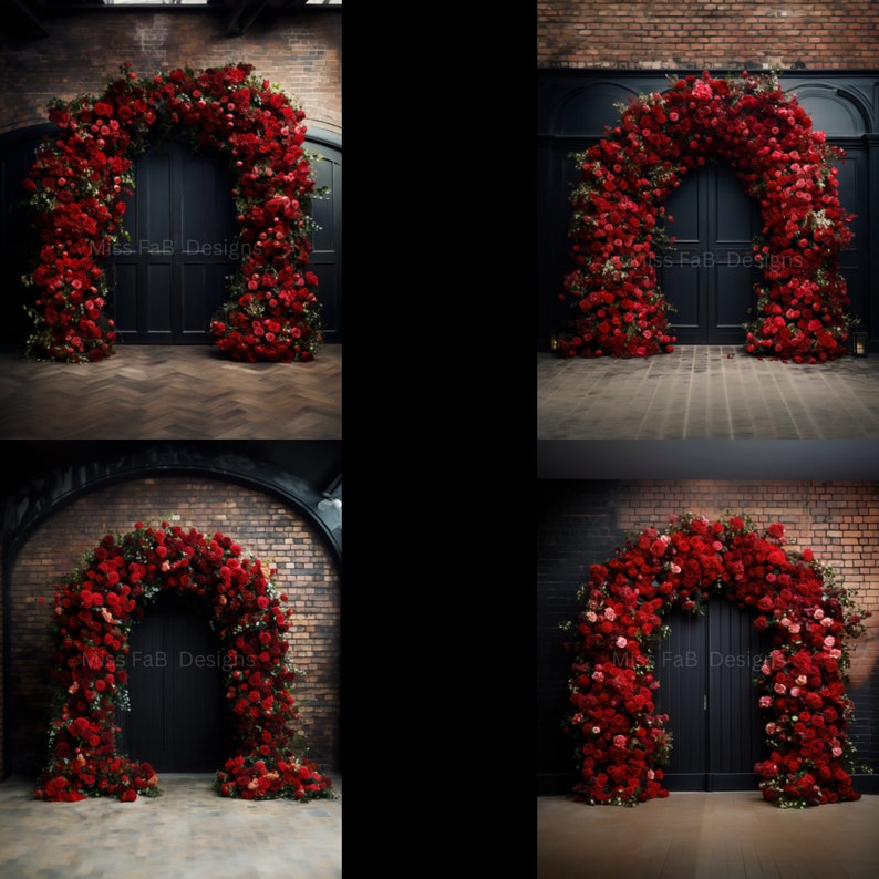 8 Rose Arch Backdrops Brick Wall Background Photography Digital ...