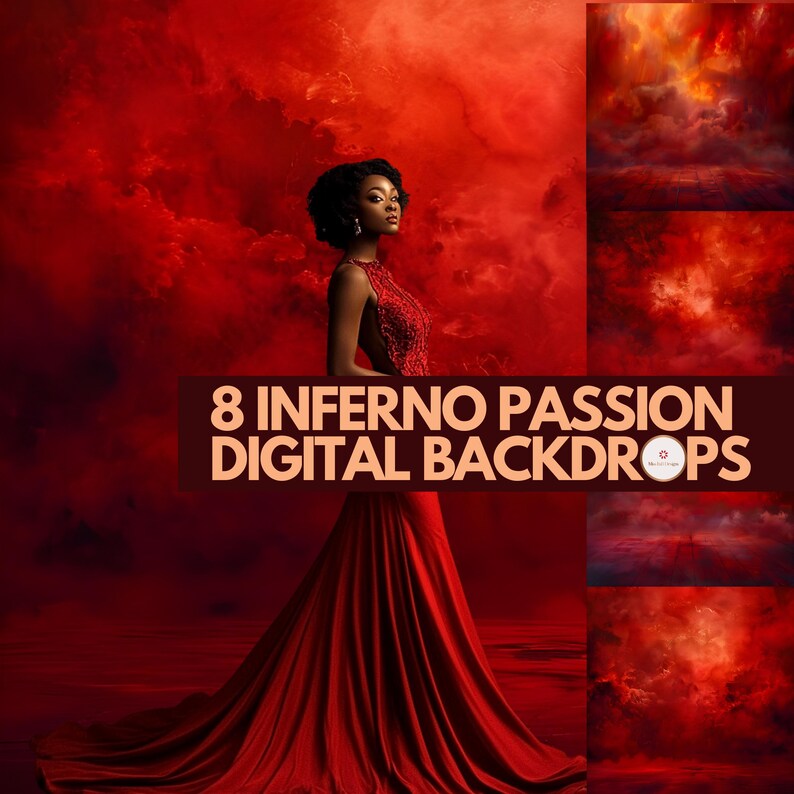 8 Inferno Passion Digital Backdrops | Fire Themed Background | Dramatic ...