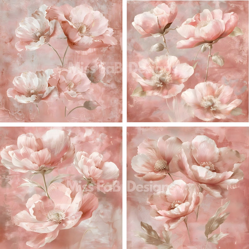 6 Rose Gold Digital Backdrops | Floral Pink Photoshoot Background ...