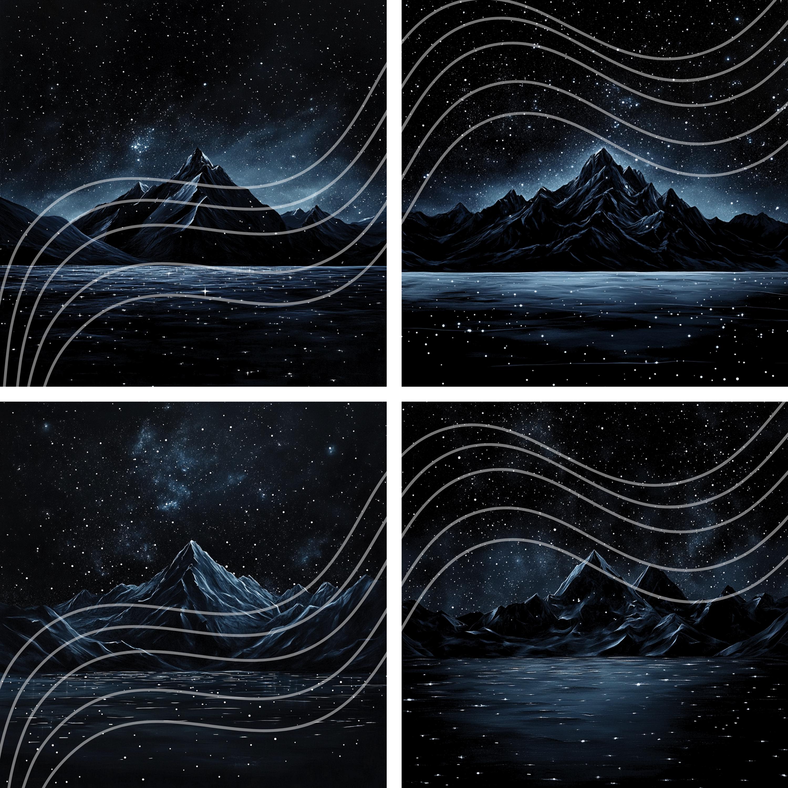 8 Midnight Digital Backdrops, Starry Night Backgrounds, Dark Blue ...
