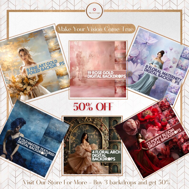 12 Red Floral Digital Backdrops Red Fine Art Maternity Backgrounds Red ...