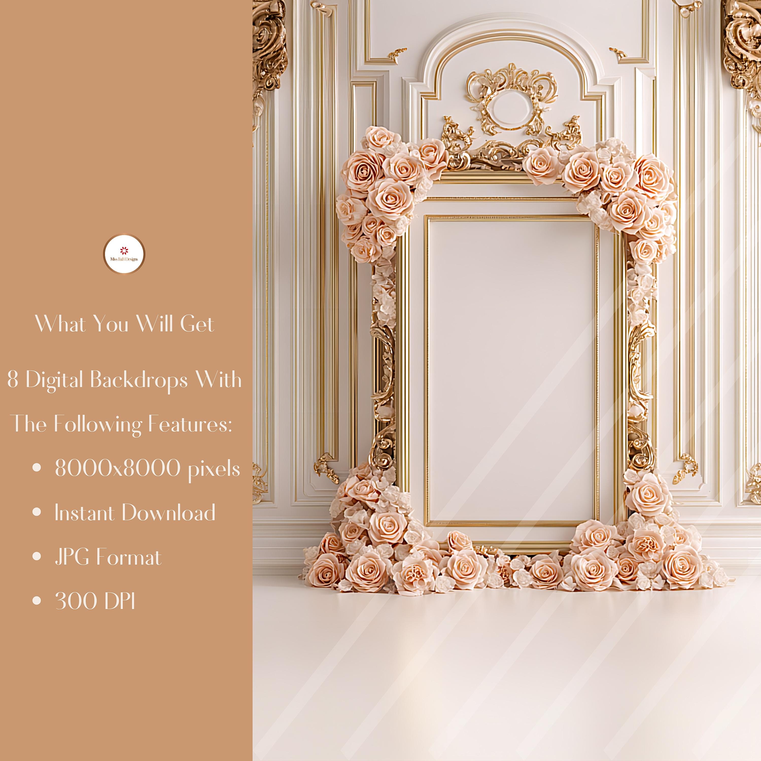 8 Palace Romance Digital Backdrops, Luxurious Palace Room Background ...